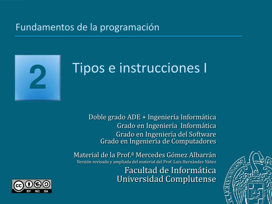 PDF de programación - 2 Tipos e instrucciones I